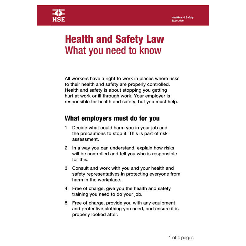Health and Safety Law Pocket Cards | Signs, Posters & Books | MediSupplies