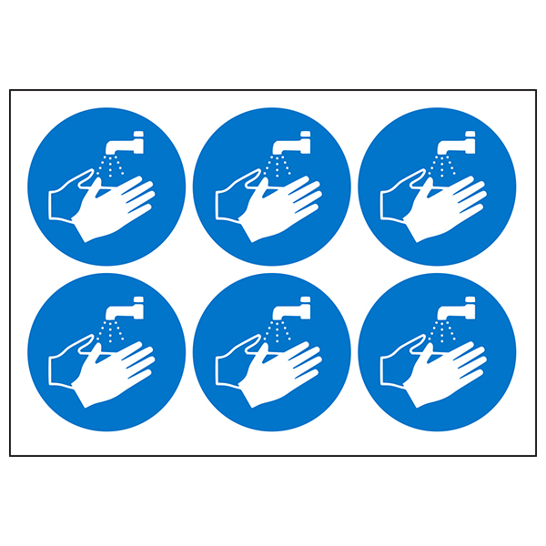 Hand Washing Symbols | Circular Labels | Safety Labels | FirstAid4Less