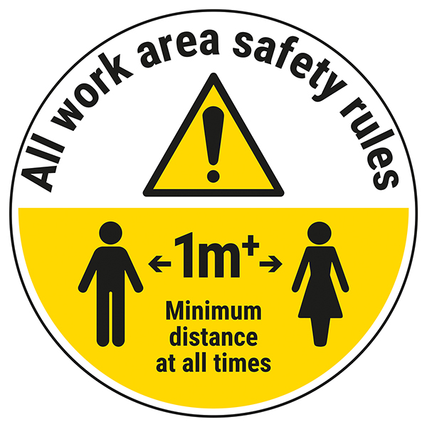 Work Area Rules - Keep 1m Distance | Temporary Floor Sticker | COVID ...