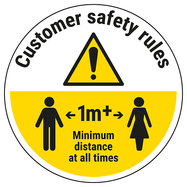 Customer Rules - Keep 1m Distance | Temporary Floor Sticker | COVID ...