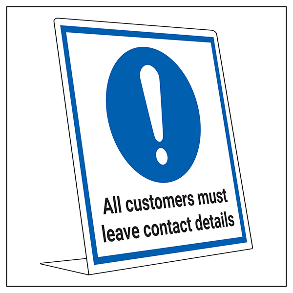 COVID-Secure Desk Sign - Customer Leave Contact Details
