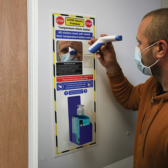 Temperature Check Station With Sanitiser Holder