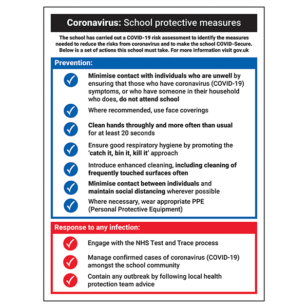 Coronavirus School Protective Measures | COVID-Secure Signs | Infection ...