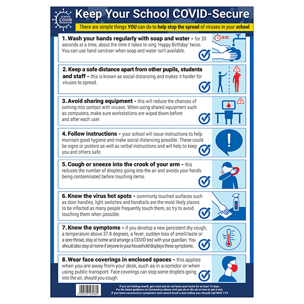 COVID-Secure School Poster | COVID-Secure Signs | Infection Control ...