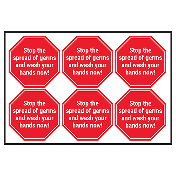 Stop The Spread Of Germs and Wash Your Hands Now! | Hand Hygiene Labels ...
