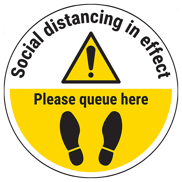 Please Queue Here | Temporary Floor Sticker | COVID-Secure Signs ...
