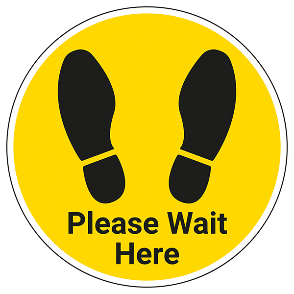 Please Wait Here With Footprint Temporary Floor Sticker | Infection ...