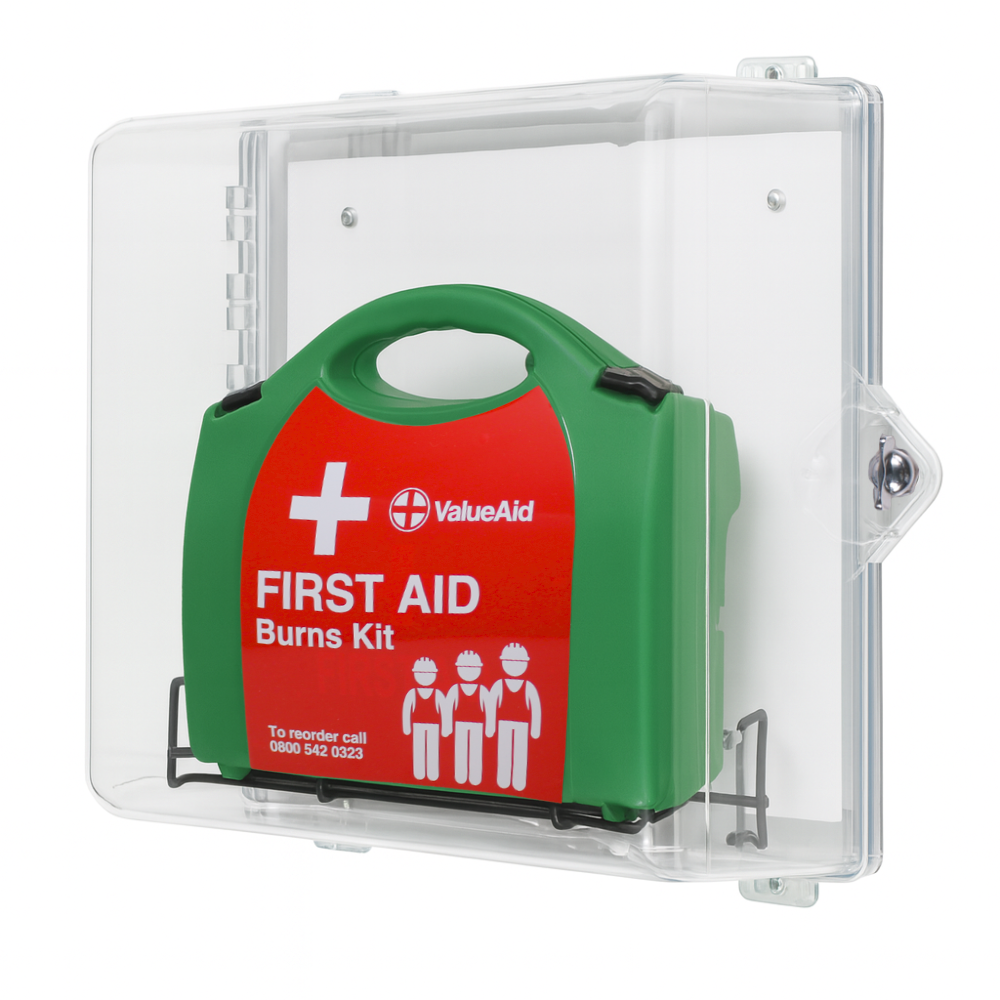 Clear Cabinet with Economy Burns First Aid Kit | Fast Burn Relief