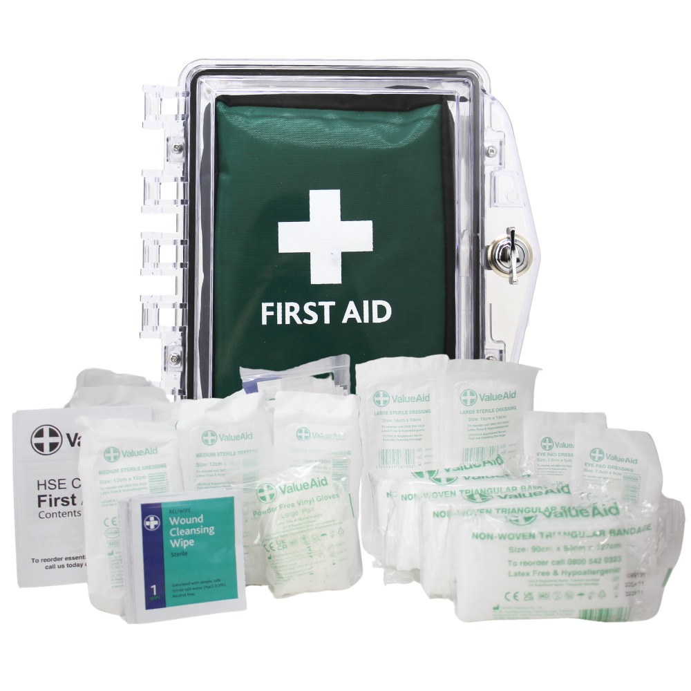 Clear Cabinet with HSE 1–10 Person First Aid Kit | Wall-Mounted ...